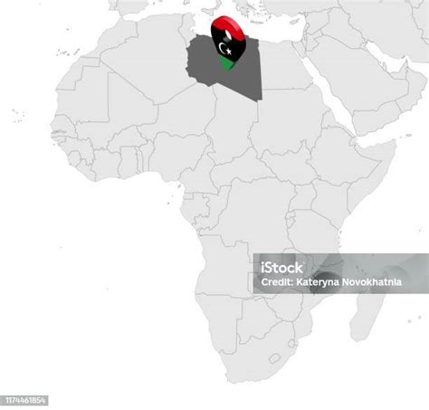지도 아프리카에 리비아의 위치지도 리비아 플래그 지도 마커 위치 핀의 3d 상태 리비아의 높은 품질의지도 벡터 일러스트 레이션