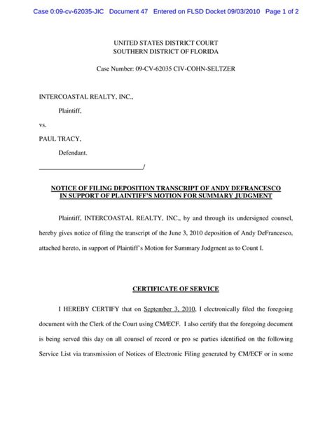 Andrew Defrancesco Deposition Transcript Pdf