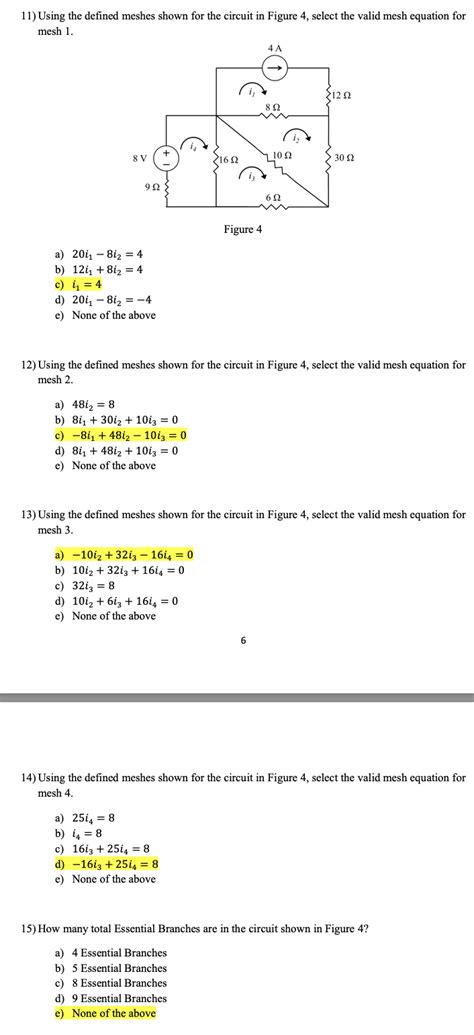 Solved 11 Using The Defined Meshes Shown For The Circuit In