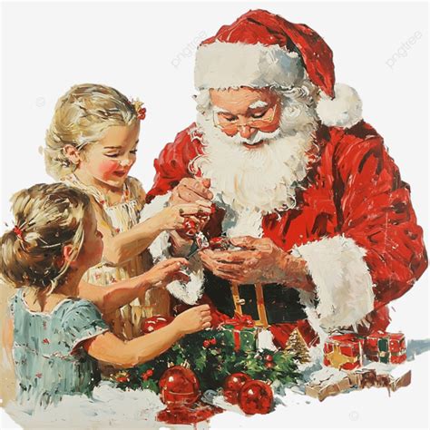 어린이와 휴일 장식으로 산타클로스 그림 산타 클로스 어린이들 페인트 등 Png 일러스트 및 이미지 에 대한 무료 다운로드