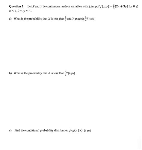 Solved Question 5 Let X And Y Be Continuous Random Variables