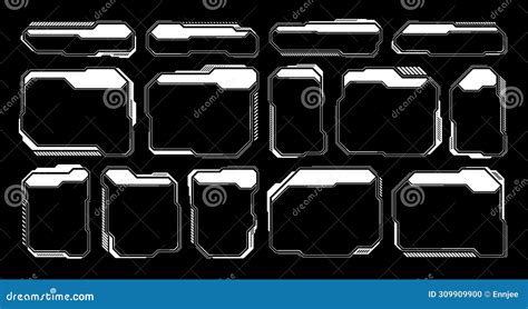 White Futuristic Hud Ui Elements Sci Fi User Interface Text Boxes Callouts Stock Vector