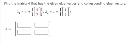 Solved Find The Matrix A That Has The Given Eigenvalues And Chegg