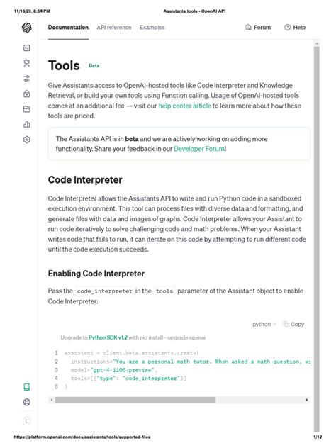 assistants tools openai api pdf information retrieval parameter
