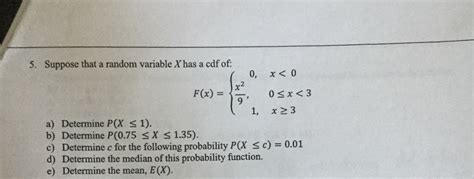 solved 5 suppose that a random variable x has a cdf of x2