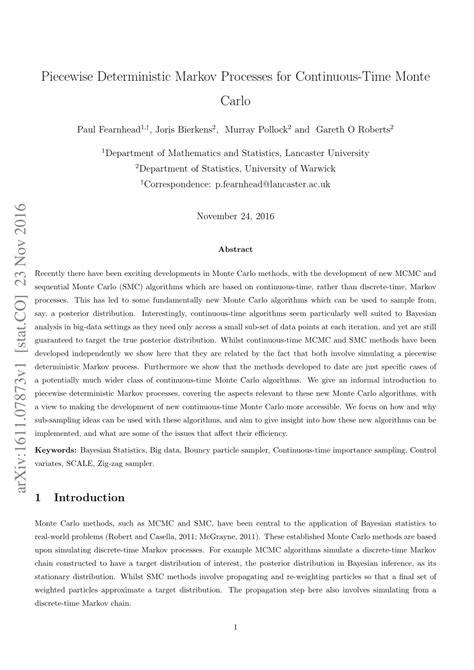 pdf piecewise deterministic markov processes for continuous time