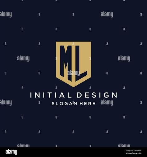 Ml Monogram Initials Logo Design With Shield Icon Template Stock Vector