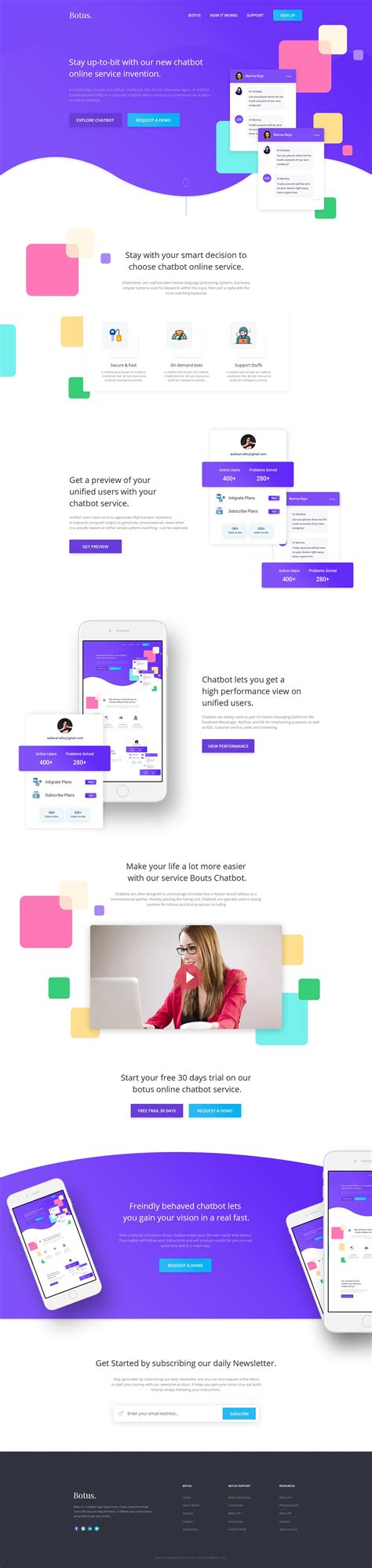 botus landing page mehedi hasan rownock web app design chatbot design mobile web design