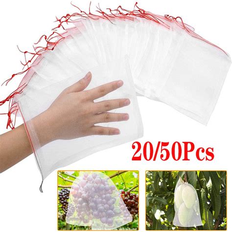 20 50pcs Fruit Protection Bags Fruit Netting Bags Garden Netting Bags With Drawstring Fruit Tree