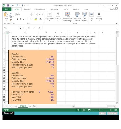 Solved X AS Interest Rate Risk Excel El X FILE HOME Chegg