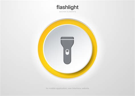 D 손전등 램프 아이디어 빛 플레어 푸시 버튼 아이콘 기호는 Ui Ux 웹 사이트 모바일 앱용입니다 프리미엄 벡터