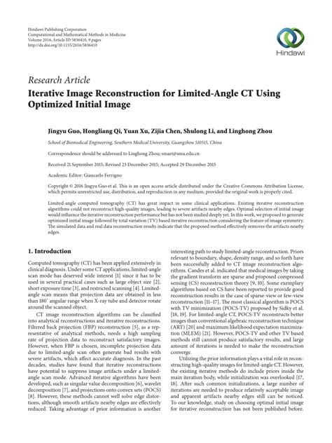 pdf iterative image reconstruction for limited angle ct using