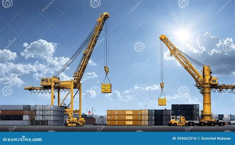 efficient cargo handling at port container terminal industrial operations sunny day aerial view