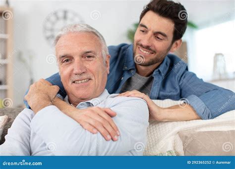 Son Takes Care Senior Dad Stock Photo Image Of Shock