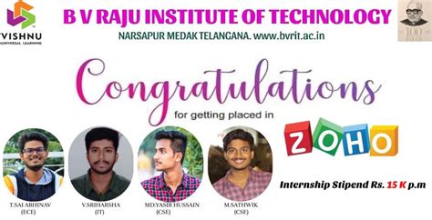 Bv Raju Institute Of Technology Bvrit On Linkedin Internship