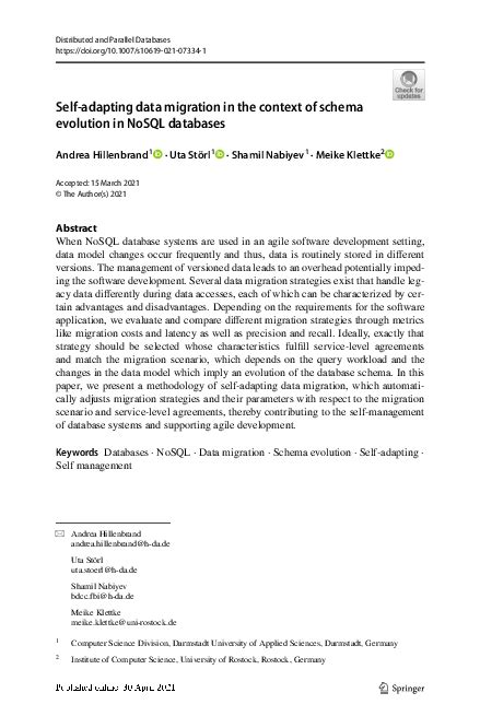 Pdf Self Adapting Data Migration In The Context Of Schema Evolution In Nosql Databases