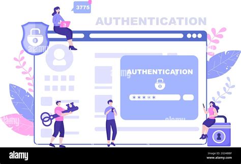 Authentication Security Vector Illustration Via Phone Or Computer For Code Message Shield And