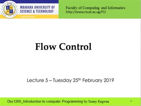 Introduction To Computer Programming C Csc1205lec5flow Control Ppt