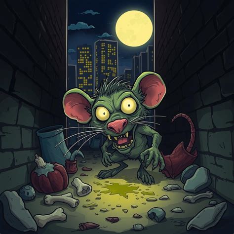 Creepy Cartoon Zombie Rat