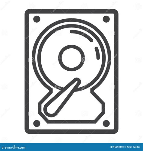 Hard Disk Line Icon Hardware And Hdd Vector Illustration 95692490
