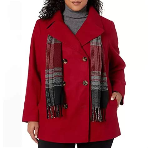 Womens Double Breasted Plus Size Pea Coat Jackets Mob