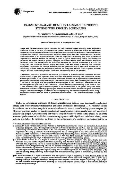 Pdf Transient Analysis Of Multiclass Manufacturing Systems With Priority Scheduling Dokumentips