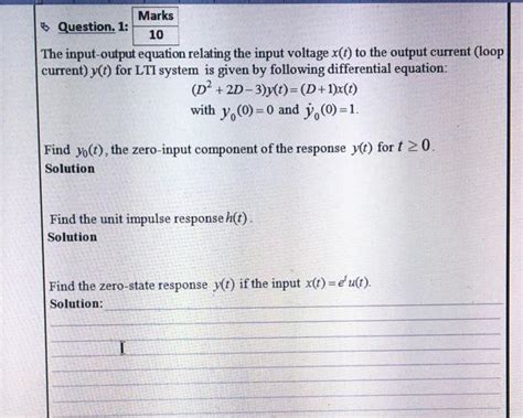 Solved Marks Question The Input Output Equation Chegg