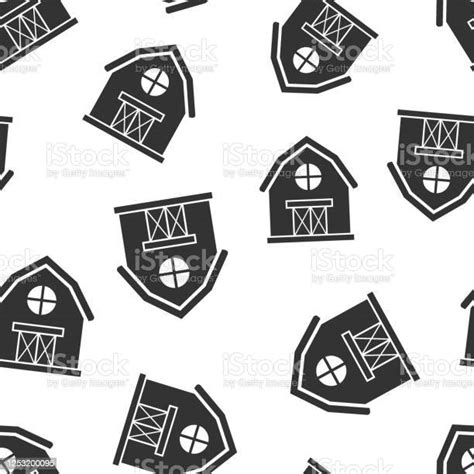 플랫 스타일의 헛간 아이콘 흰색 고립 된 배경에 농장 집 벡터 그림 농업 창고 원활한 패턴 비즈니스 개념 개념에 대한 스톡 벡터