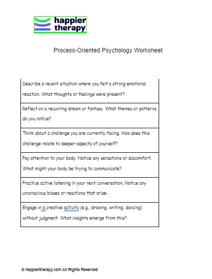 Process Oriented Psychology Worksheet Happiertherapy