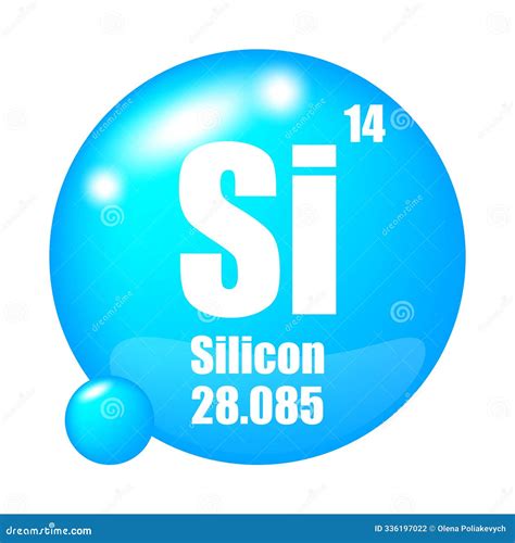 Silicon Element Sphere Si Symbol Atomic Number 14 Atomic Mass 28085 Vector Illustration
