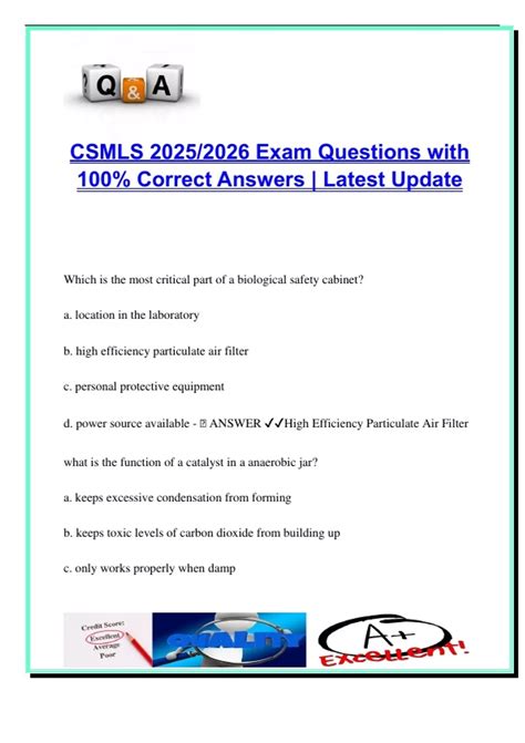 Csmls 2025 2026 300 Exam Questions With Correct Answers Microbiology Hematology Clinical