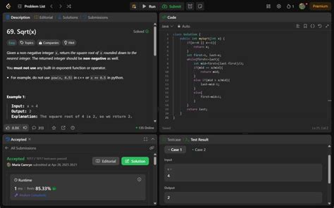 Leetcode Problemsolving Codingchallenge Day95 Math Binarysearch