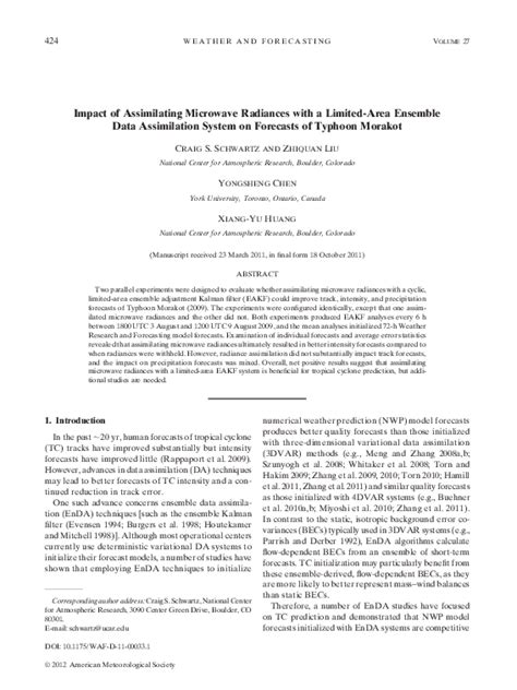 Pdf Impact Of Assimilating Microwave Radiances With A Limited Area Ensemble Data Assimilation