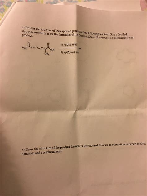 solved 4 predict the structure of the expected product of
