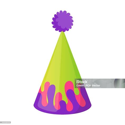 밝은 줄무늬의 페인트 생일 파티를 위한 모자와 다채로운 콘 카니발에 대 한 아이 종이 모자의 벡터 그림 개인 장식품에 대한 스톡 벡터 아트 및 기타 이미지 Istock
