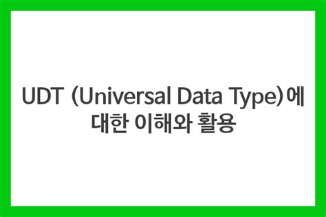 Udt Universal Data Type에 대한 이해와 활용