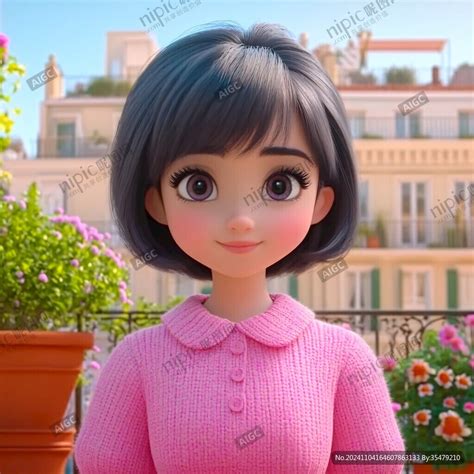 ai创作图小女孩儿插 3d女娃 儿插女孩 3d卡通女孩 3d卡通人物 萌小希 仿3d卡通形象 小女孩公仔卡通头像 大眼睛姑娘 屋大维娅头像