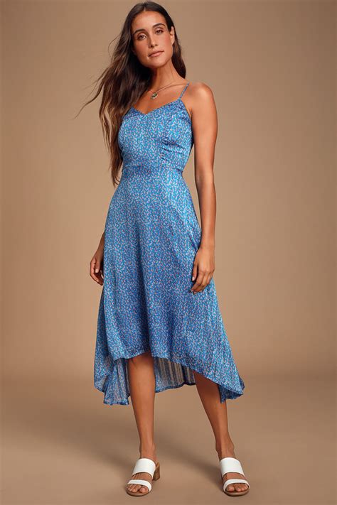 Royal Blue Dress Floral Print Dress Midi Dress Floral Midi Lulus