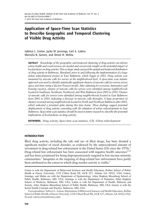 Pdf Application Of Space Time Scan Statistics To Describe Geographic And Temporal Clustering