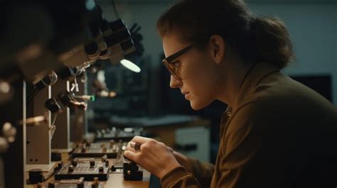 Premium Photo Materials Engineer Female Caucasian Mature Conducting Research And Developing