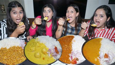 Kadhi Chawal Chole Chawal Rajma Chawal Daal Chawal Eating Challenge