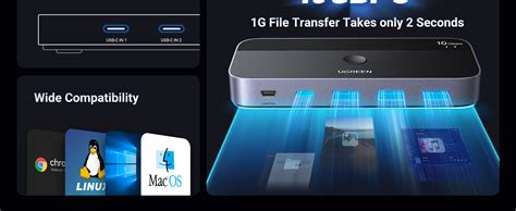 Ugreen Usb Switch 2pc 10gbps Usb 3 2 Switcher 2 In 4 Out Usb C Switch