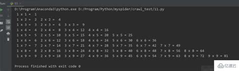 Python打印99乘法表的方法 编程语言 亿速云