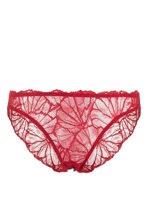 Dora Larsen Constance Graphic Lace Briefs Red Editorialist