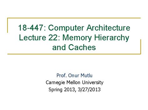 18 447 Computer Architecture Lecture 22 Memory Hierarchy
