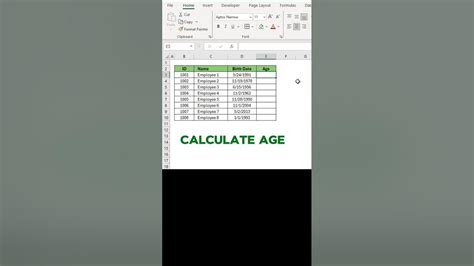 How To Calculate Age In Excel Exceltutorial Exceltech Microsoftoffice Excelworld