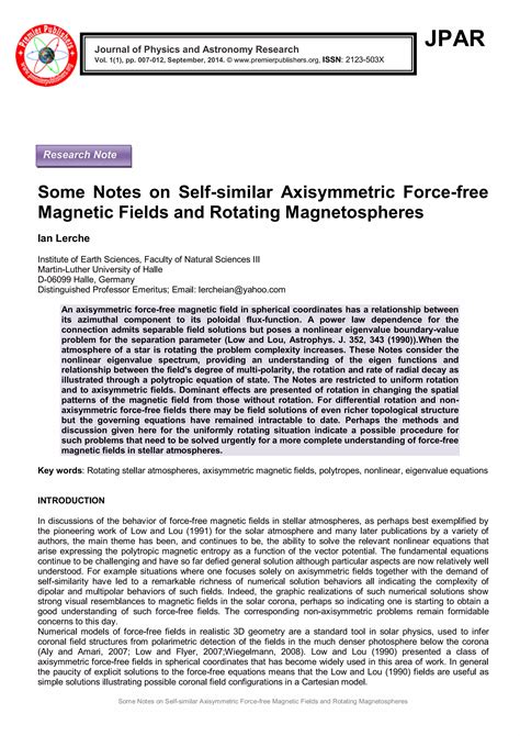 Some Notes On Self Similar Axisymmetric Force Free Magnetic Fields And