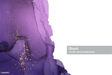 추상보라색 잉크파와 황금빛 스플래시가 있는 수채화 배경 보라색에 대한 스톡 벡터 아트 및 기타 이미지 보라색 배경 주제 분무 Istock