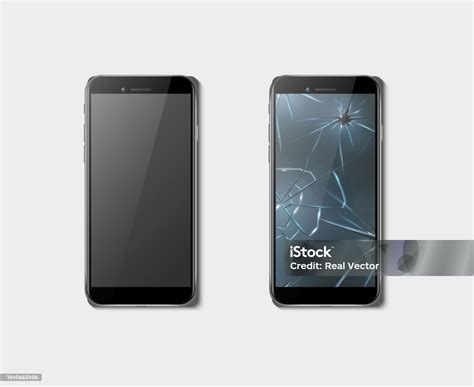 3d Realistic Vector Icon Set Broken Screen On The Phone And Whole Phone