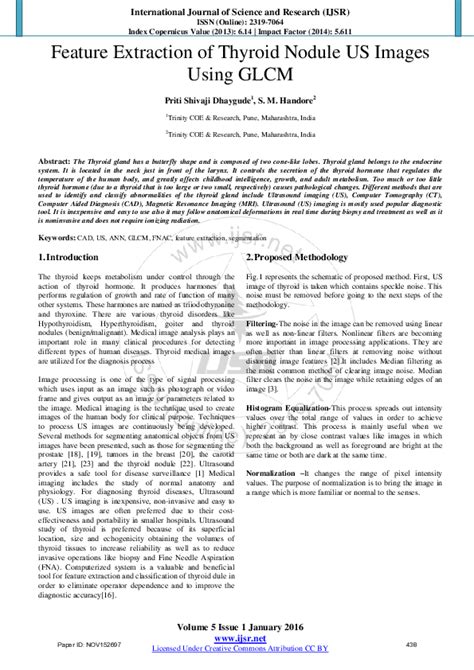 Pdf Feature Extraction Of Thyroid Nodule Us Images Using Glcm